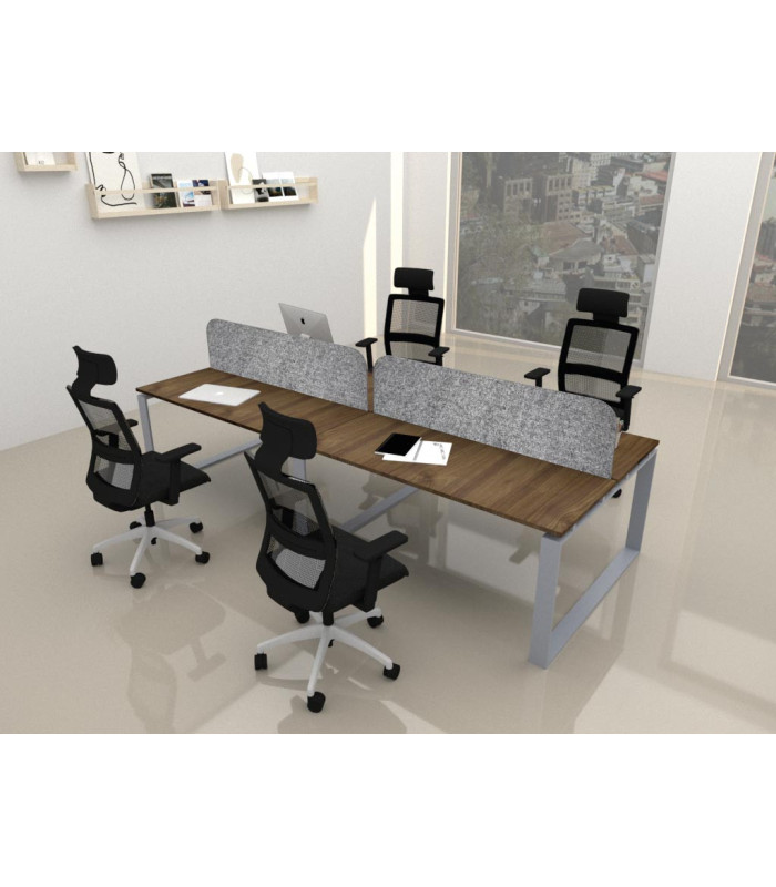 Mesa divisória acústica BENCH MODERN com linhas curvas 4P