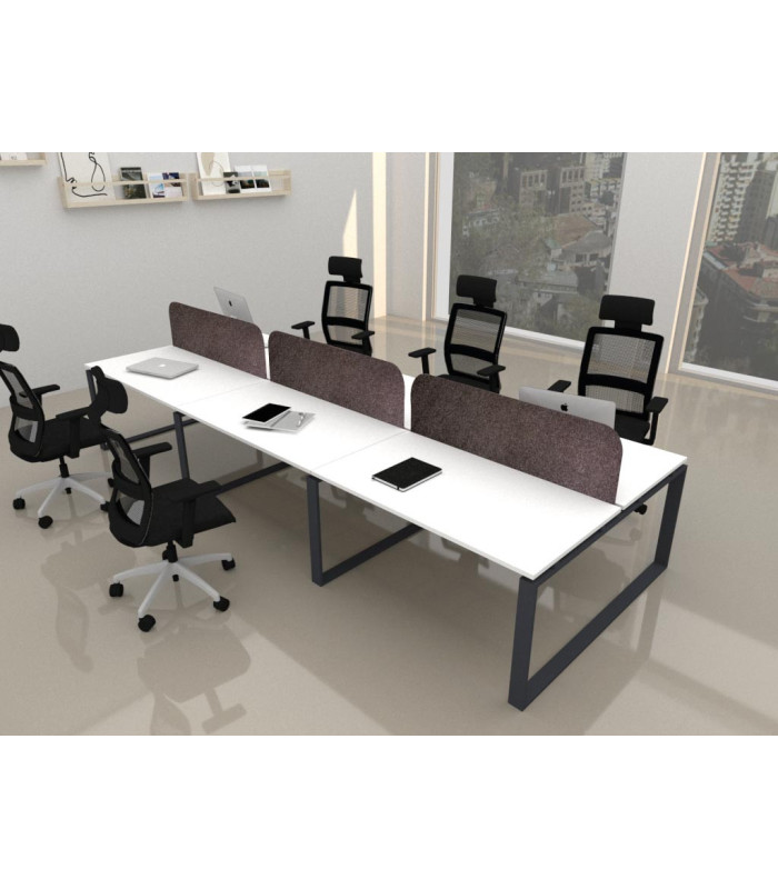 Mesa BENCH MODERN com divisória acústica lisa 6P