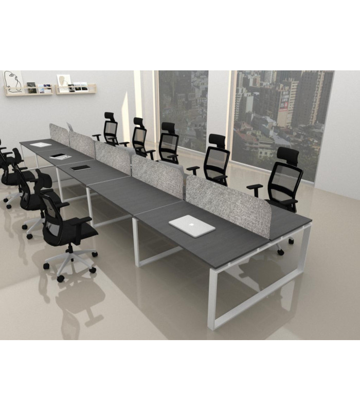 Mesa divisória acústica BENCH MODERN com linhas curvas 10P